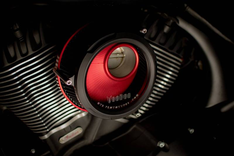 OTB - Voodoo Air Cleaner Kit (Red w/ Black Window Bezel) for Indian ...